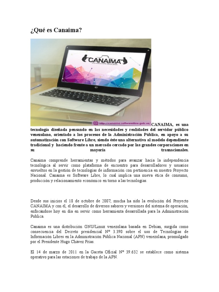 Qué Es Canaima | PDF | Software libre | Distribución de Linux