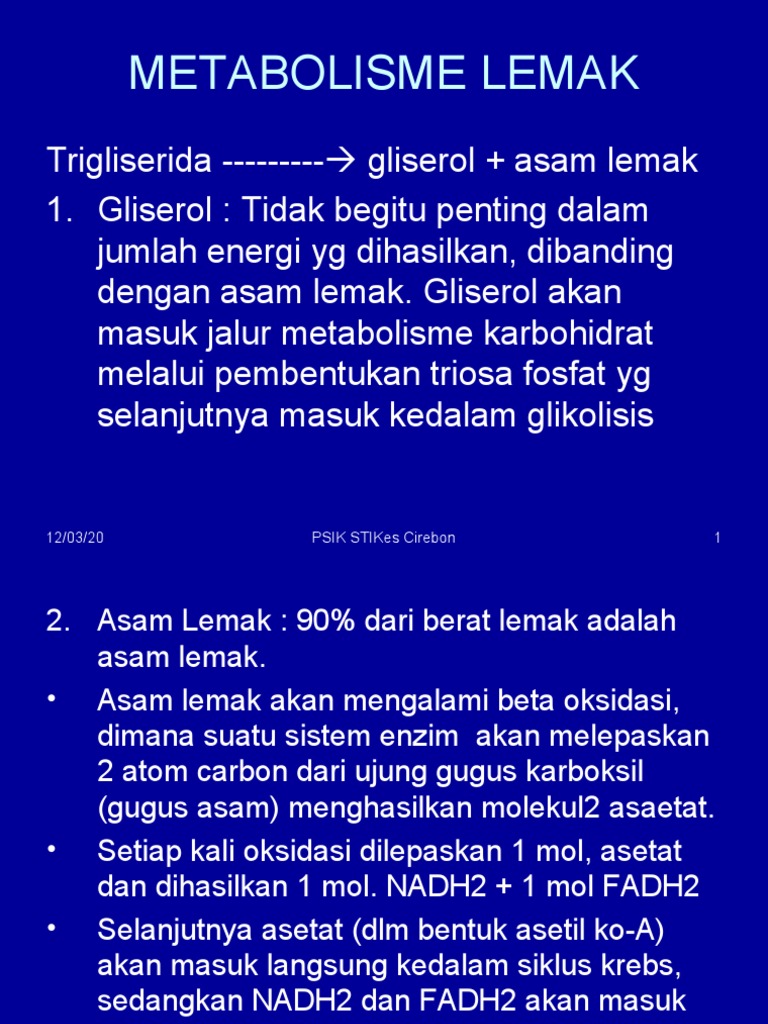 Metabolisme Lemak | PDF | Sains & Matematika