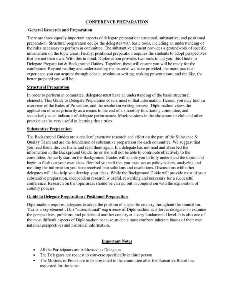 Conference Preparation Guide | PDF | Committee | Government