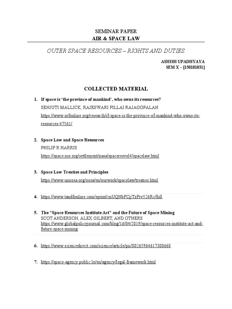 Links For Space Law Project | PDF