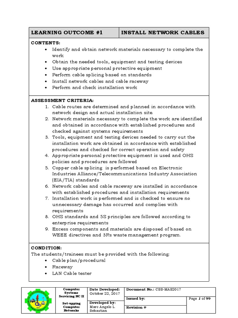 CBLM Lo1 | PDF | Computer Network | Optical Fiber