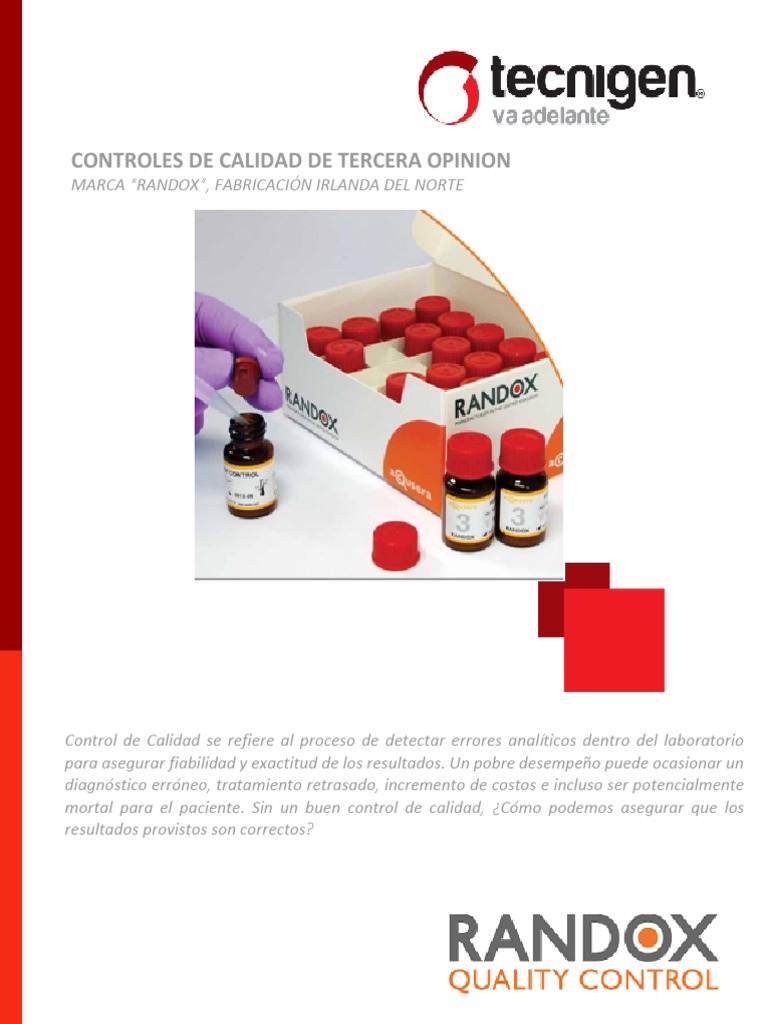 Especificaciones Técnicas Control Interno RANDOX Rev - Opt PDF | PDF ...
