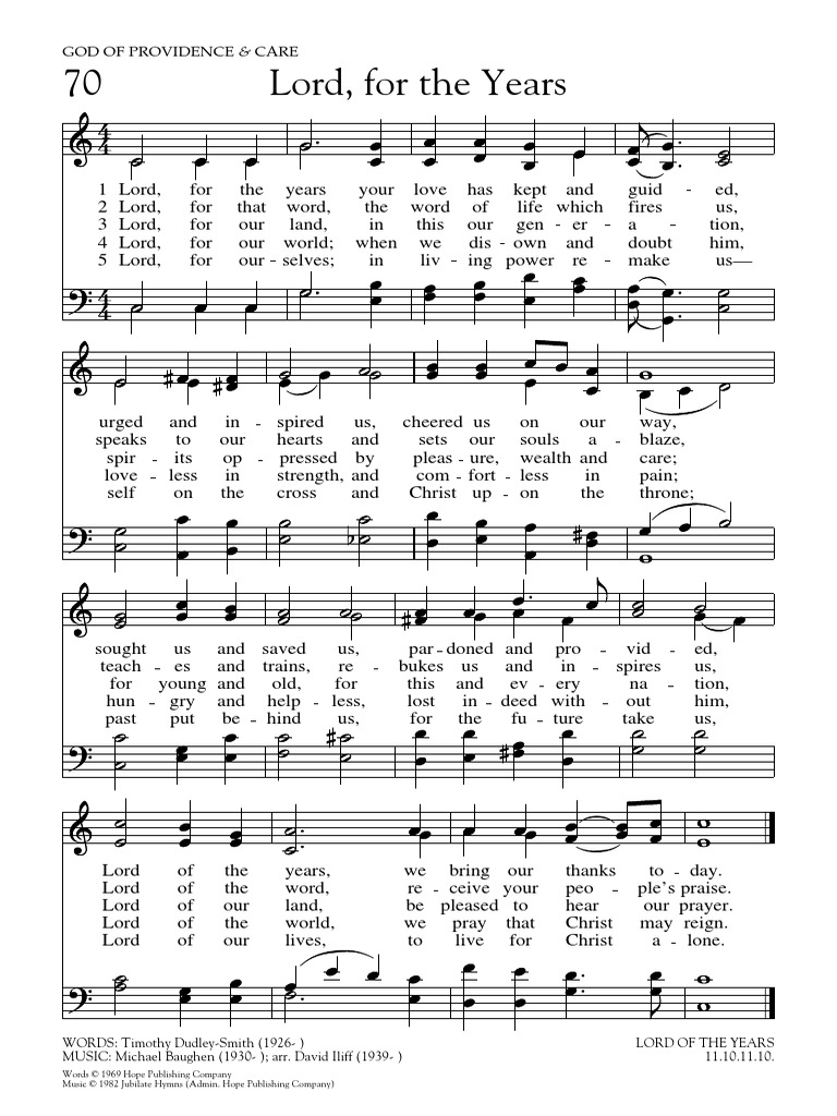 Hymn Lord For The Years