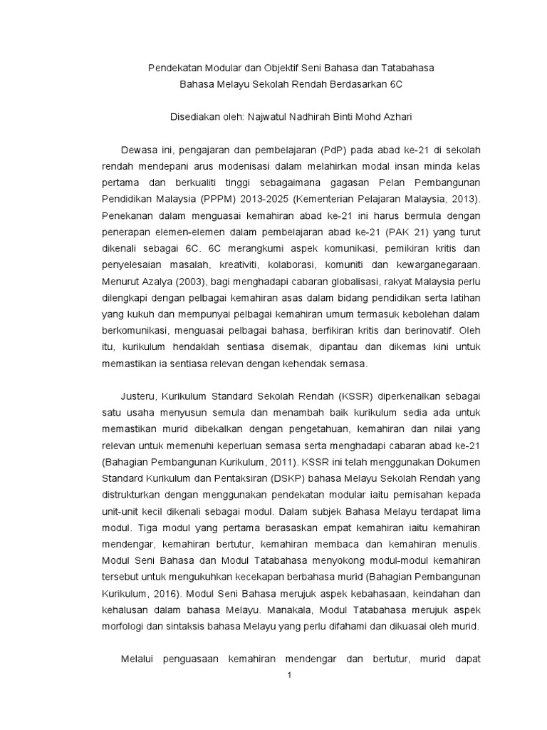 Pendekatan Modular Dan Objektif Seni Bahasa Dan Ta | PDF