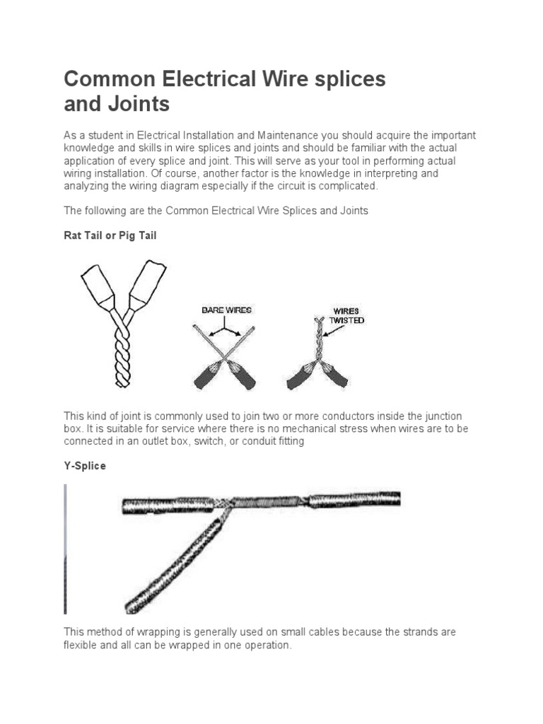 Common Electrical Wire Splices and | PDF | Electrical Wiring | Wire