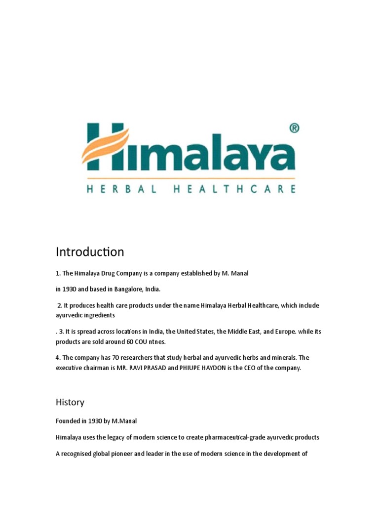 Himalaya Company | PDF | Brand | Ayurveda