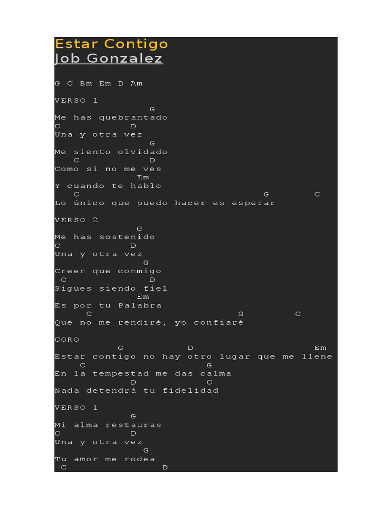 Estar Contigo - Job González: Letra y Acordes | PDF