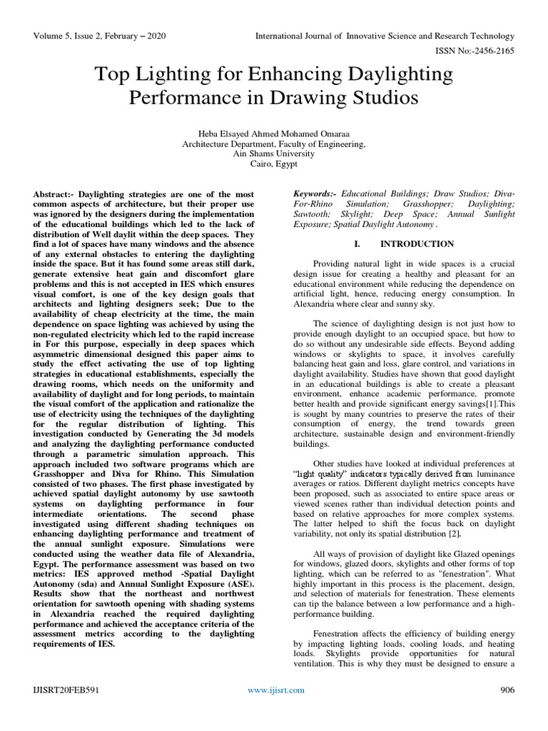 Top Lighting For Enhancing Daylighting Performance in Drawing Studios ...