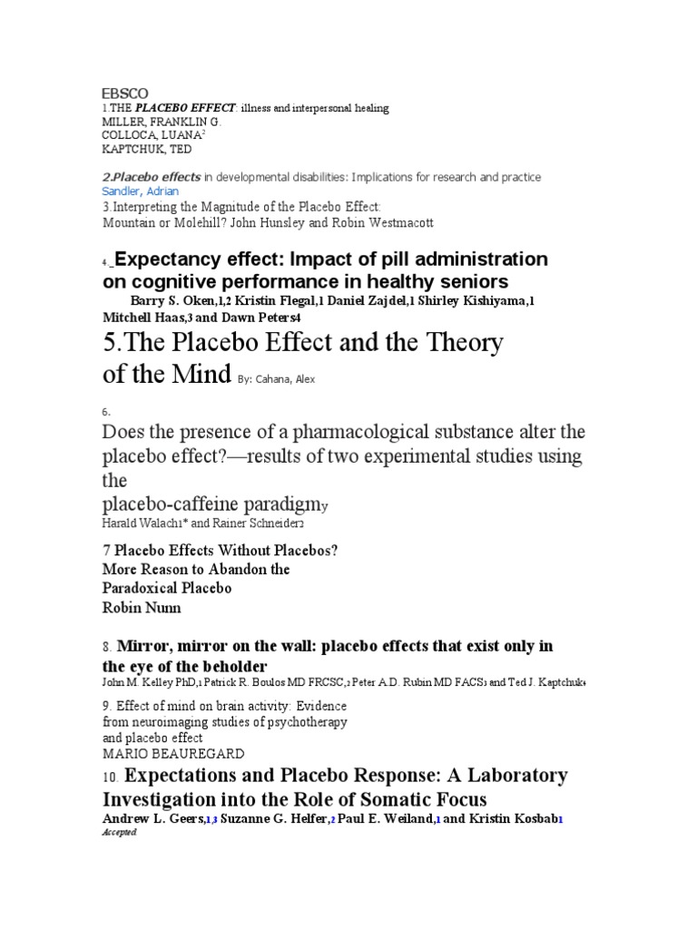 Understanding the Placebo Effect | PDF | Self-Improvement | Science ...