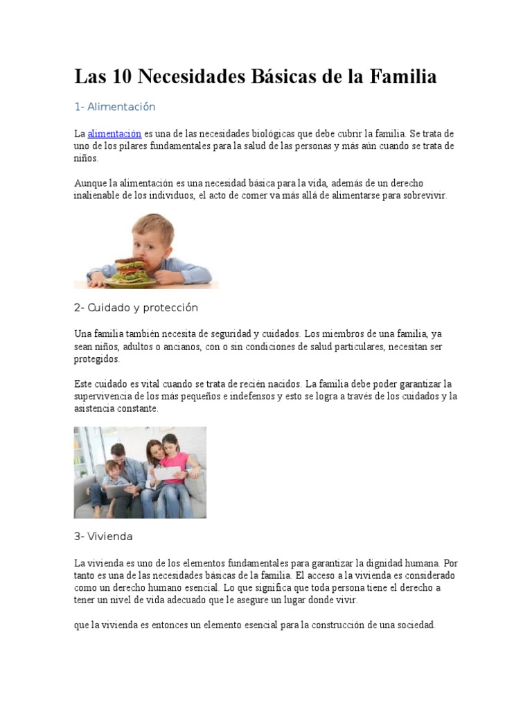 Las 10 Necesidades Básicas de La Familia | PDF | Familia | Comunicación