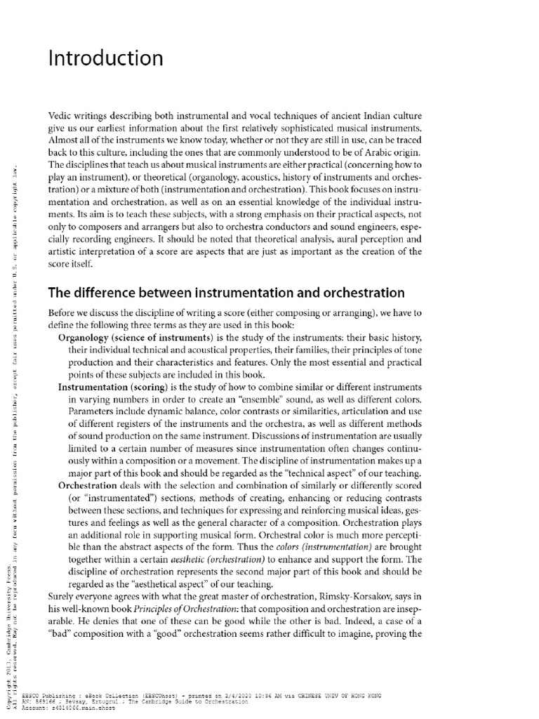 The Cambridge Guide To Orchestration - Introduction | PDF