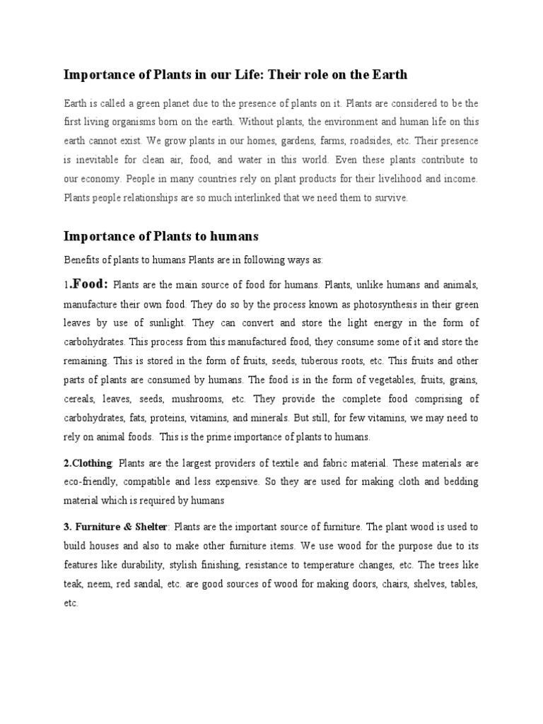 Importance of Plants in Our Life | PDF | Plants | Soil Fertility