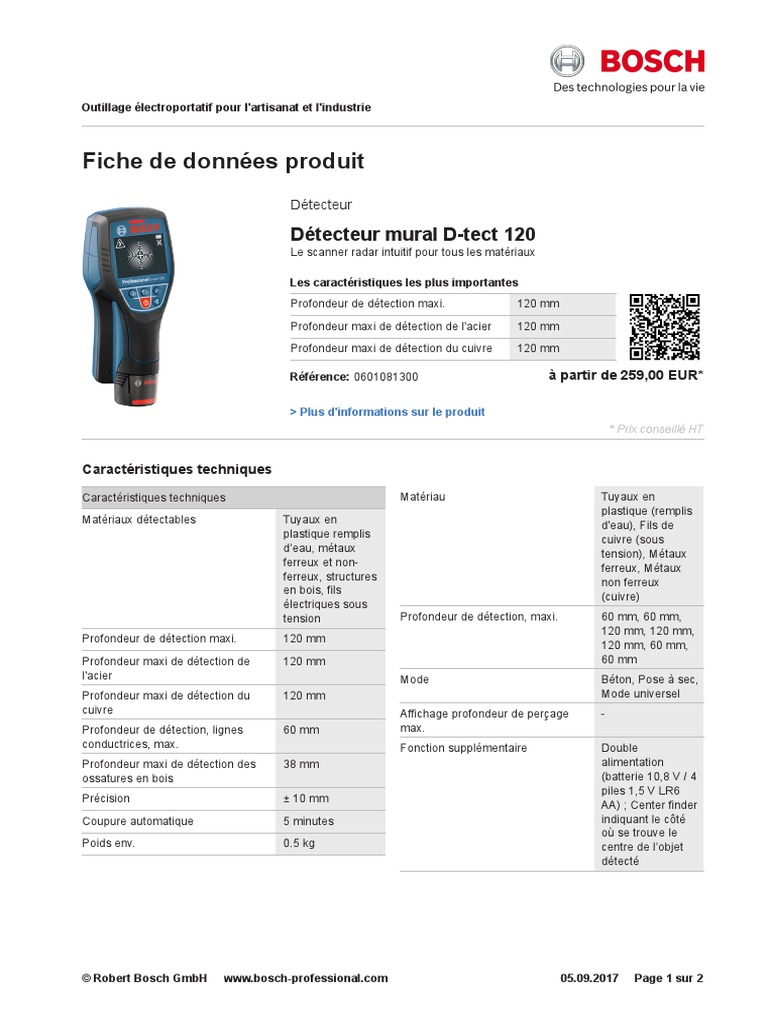 Detecteur Mural D Tect 120 Sheet PDF | PDF | Cuivre | Matériaux