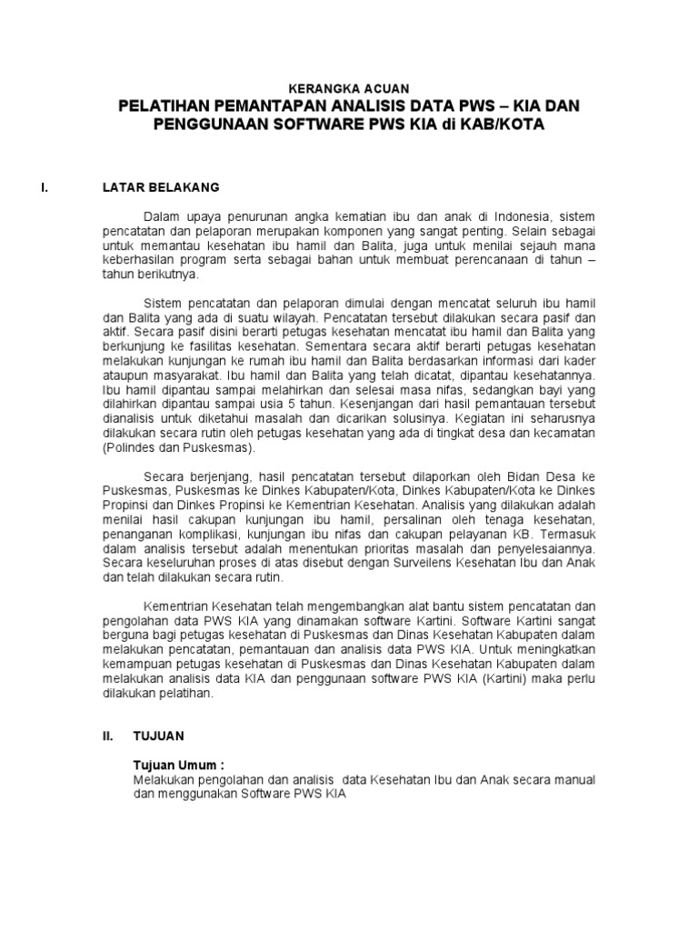 Contoh TOR Dan Jadwal Acara Pelatihan PWS KIA | PDF | Bisnis | Komputer