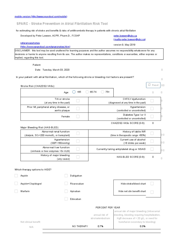 SPARCtool | PDF | Stroke | Cardiovascular System
