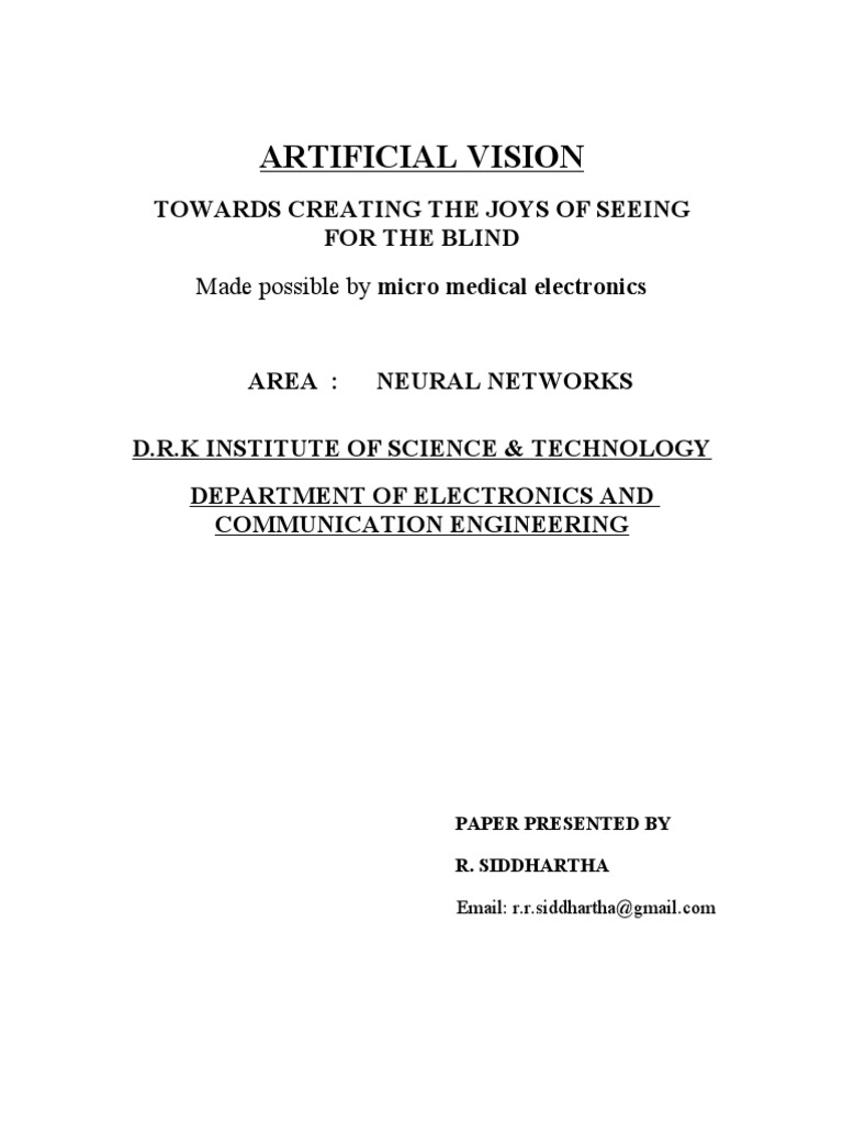 Artificial Vision Systems for the Blind | PDF | Retina | Visual System