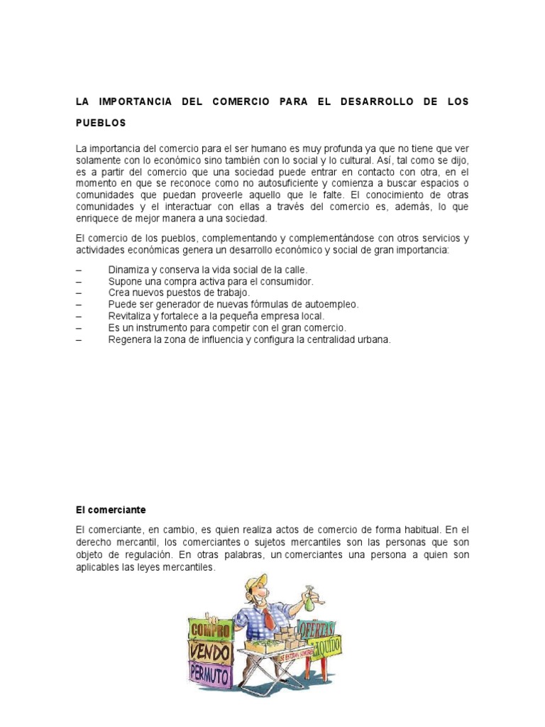 LA IMPORTANCIA DEL COMERCIO PARA EL DESARROLLO DE Los Pueblos | PDF ...