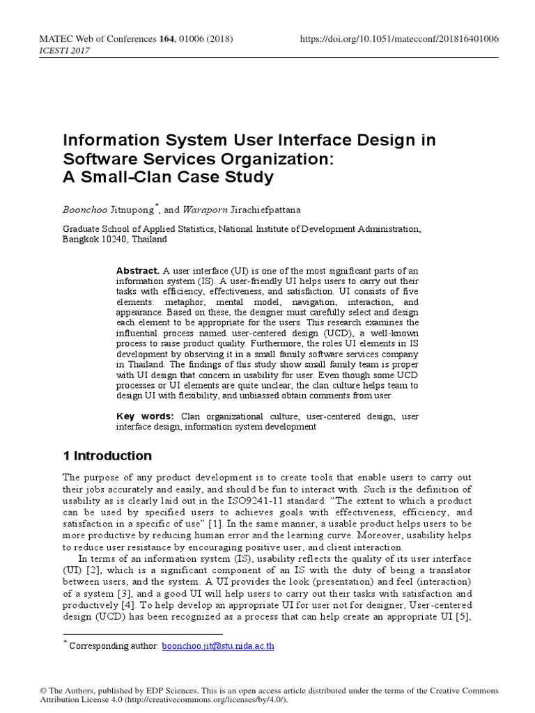 Information System User Interface Design in Softwa | PDF | User ...