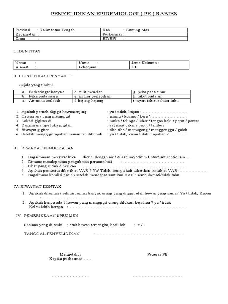 Format PE Rabies | PDF