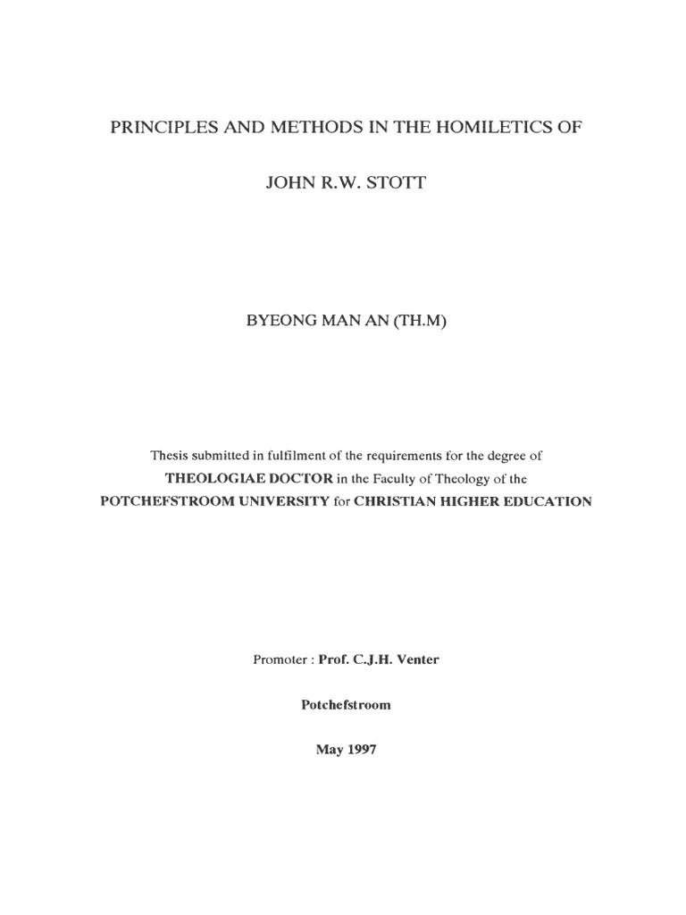 PRINCIPLES AND METHODS IN THE HOMILETICS OF - John Stott | PDF ...