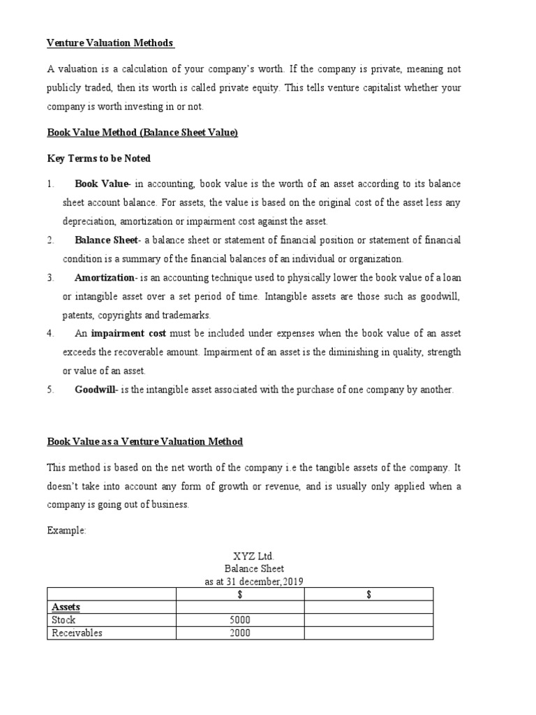 Venture Valuation Methods | PDF | Book Value | Valuation (Finance)