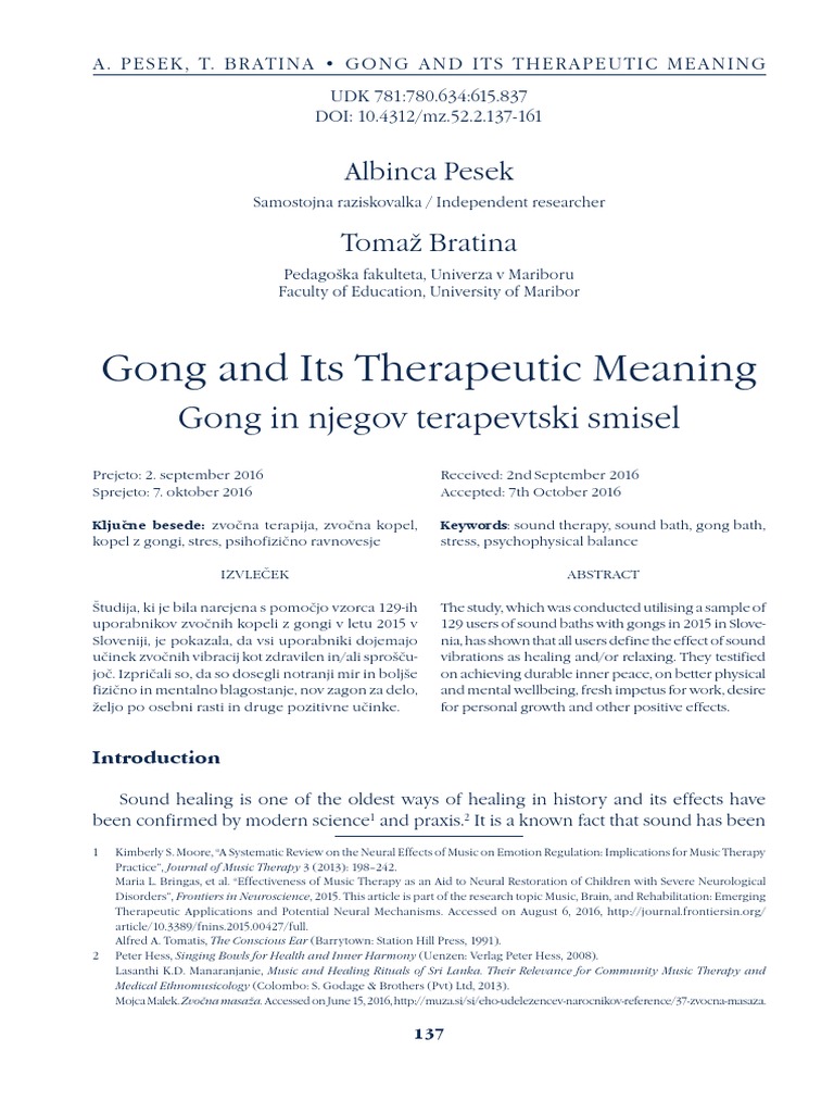 Gong and Its Therapeutic Meaning | PDF | Pitch (Music) | Sound