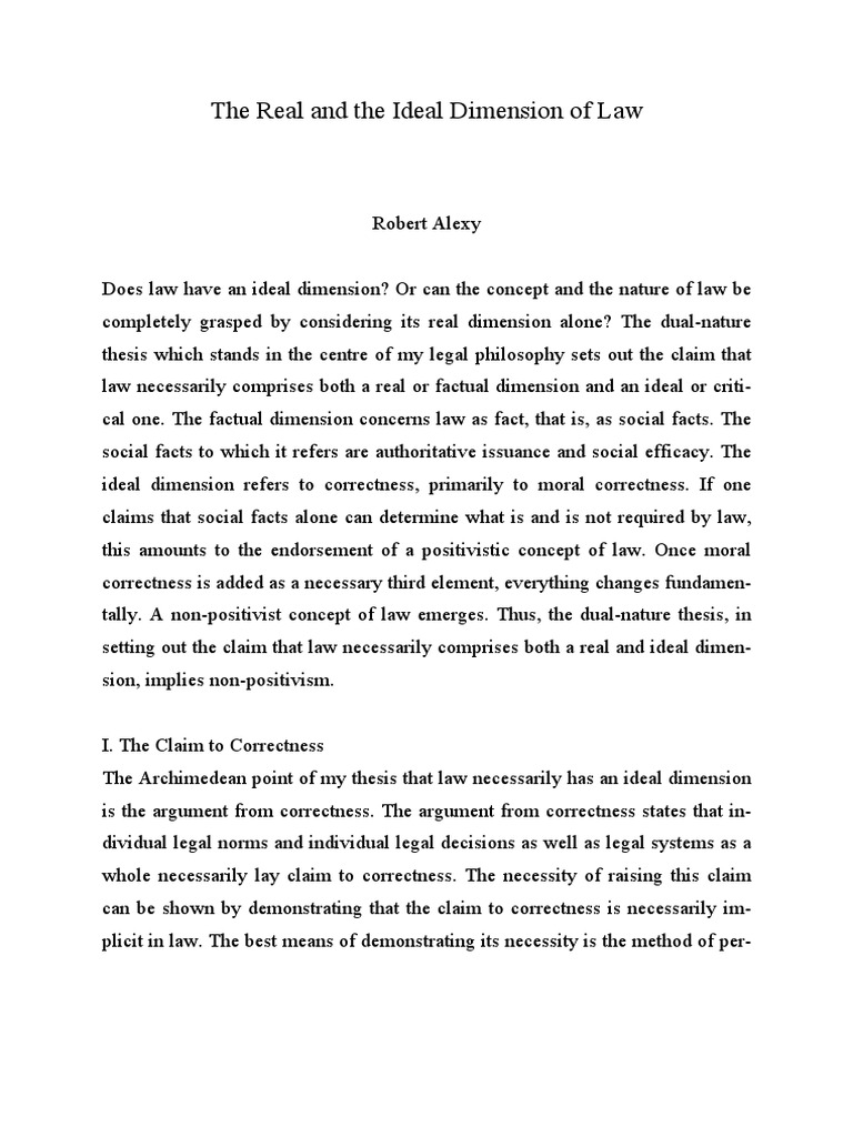 Alexy The Real and The Ideal Dimension of Law | PDF | Reason ...