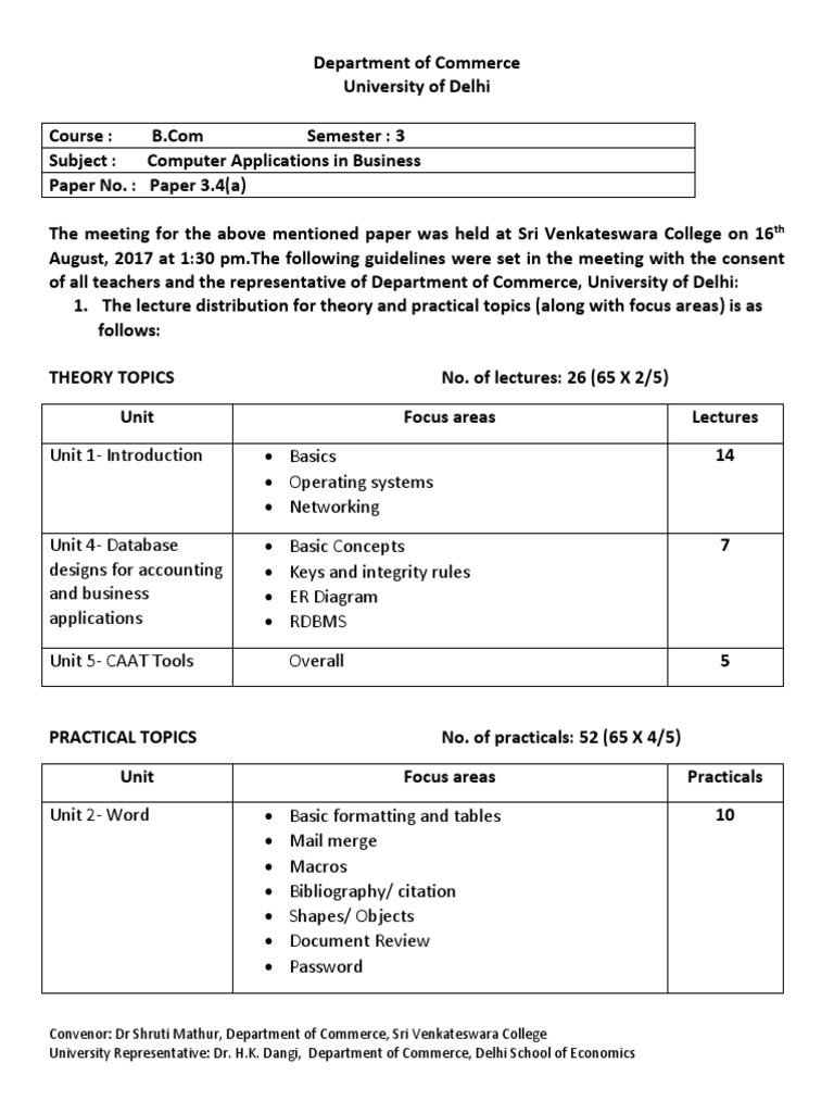 CBCS Guidelines For BCom Sem III Paper No. BC 3.4 A Computer ...
