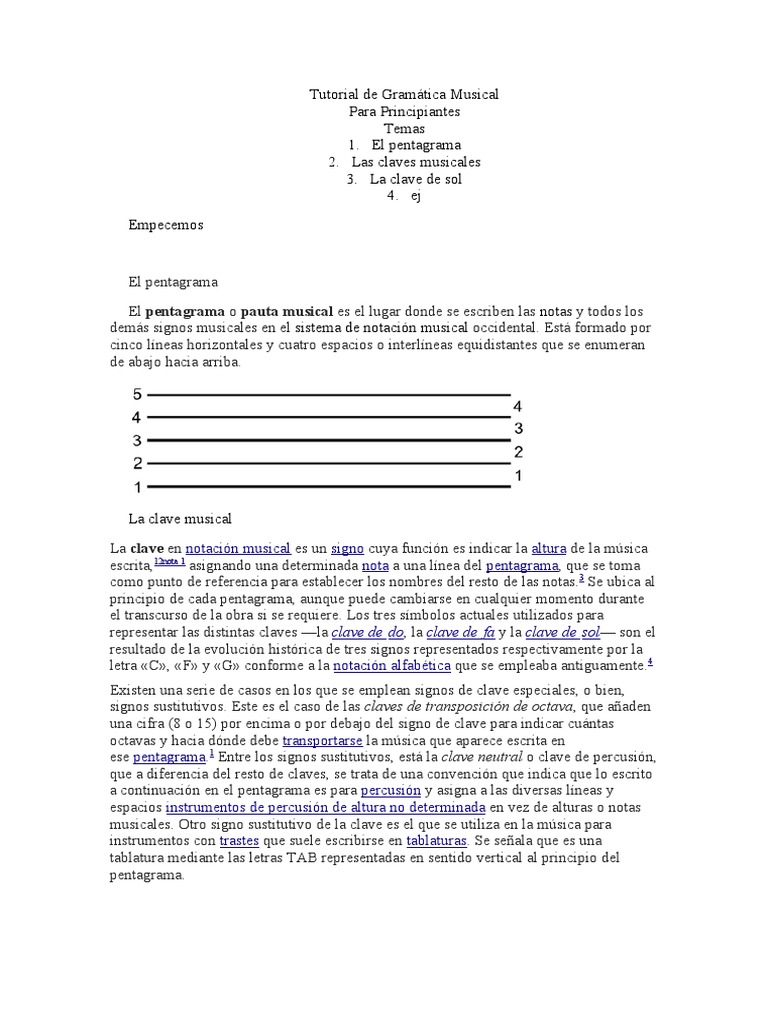 Tutorial de Gramatica Musical | PDF | Clave | Composiciones Musicales