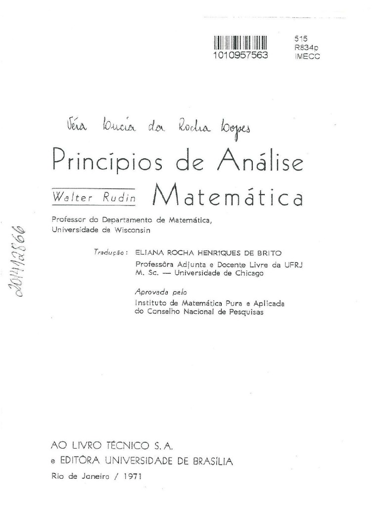 Livro Análise Matemática - Rudin (Português) | PDF