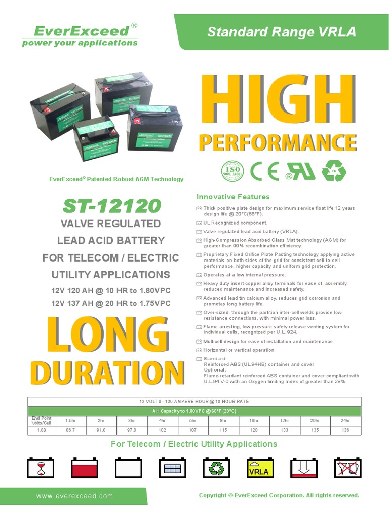 Data Sheet Bateria Everexceed St 12120 Pdf Electrical
