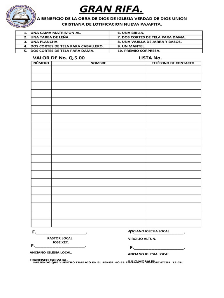 Gran Rifa A Beneficio | PDF