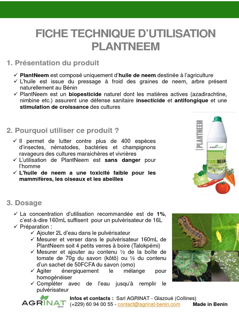 1801.AgriNat - Fiche Technique - PlantNeem | PDF | Insecticide | Organismes