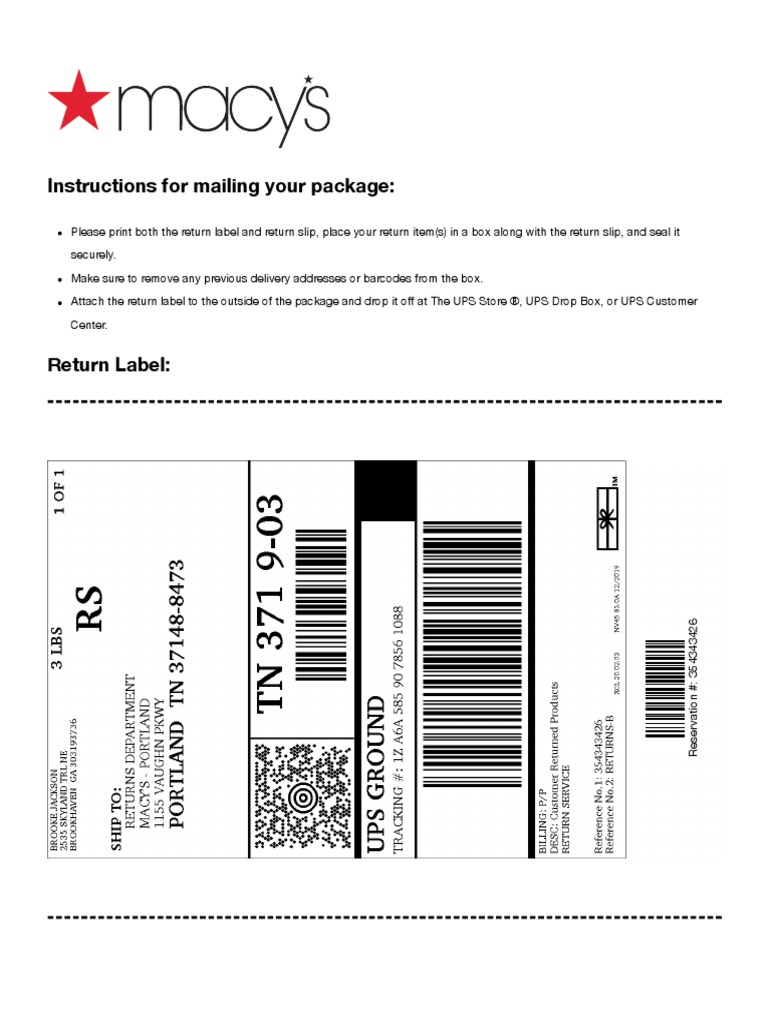 Macy's Order Return | PDF | Universal Product Code | Receipt