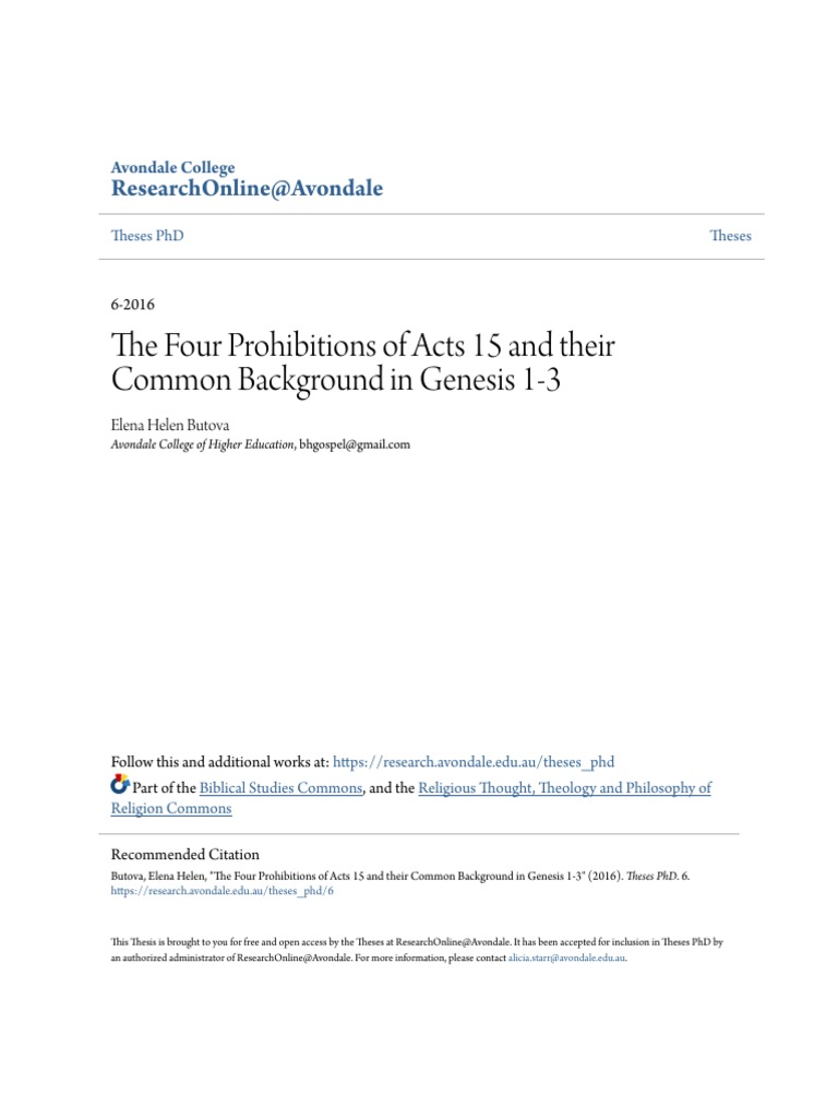 The Four Prohibitions of Acts 15 and Their Common Background in G | PDF | Acts Of The Apostles ...