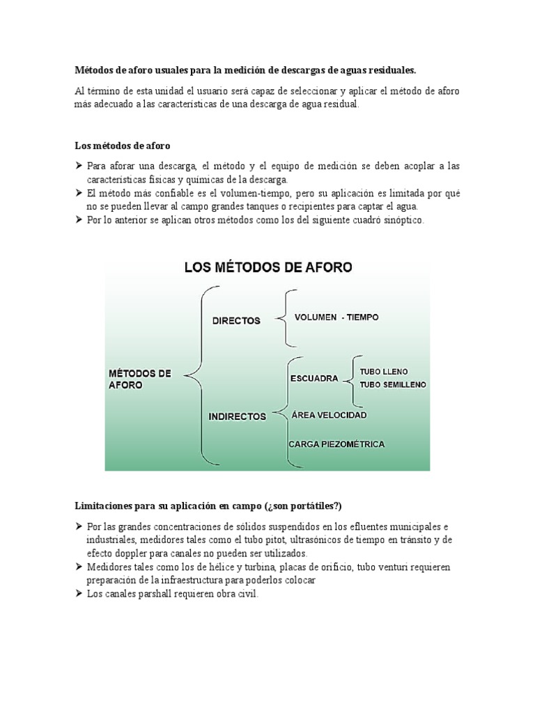 Métodos de aforo de aguas residuales | PDF