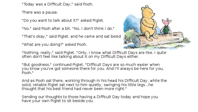 Pooh and Piglet: A Difficult Day | PDF | Self-Improvement