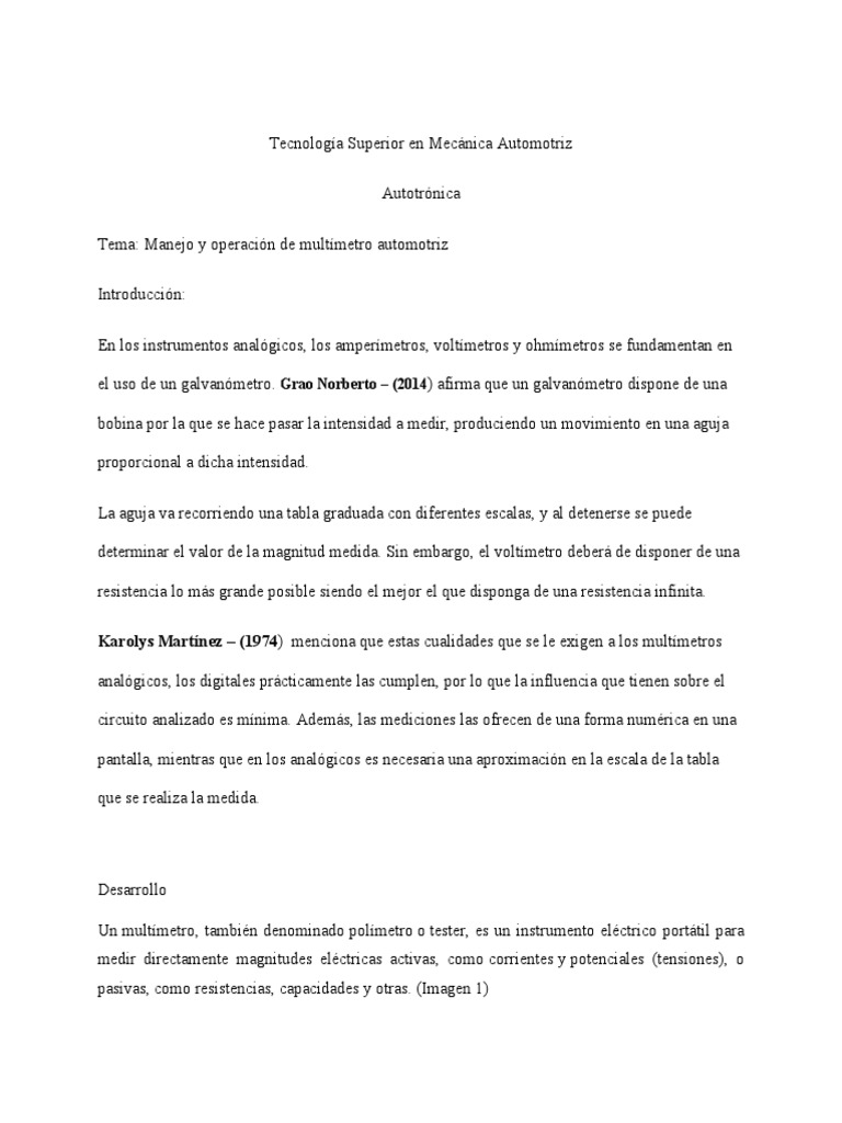 Uso del Multímetro Automotriz | PDF | Bienes manufacturados | Fuerza