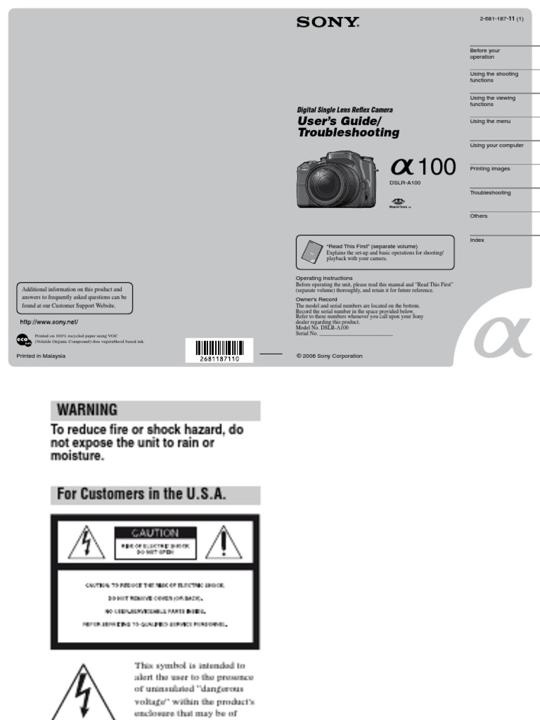 A100 Manual | PDF | Exposure (Photography) | Shutter Speed