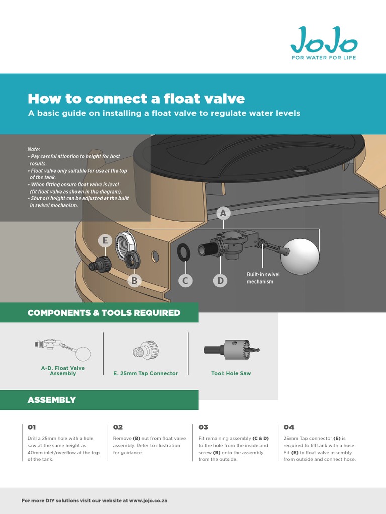 DIY Leaflet How To Connect A Float Valve To Your JoJo Tank | PDF