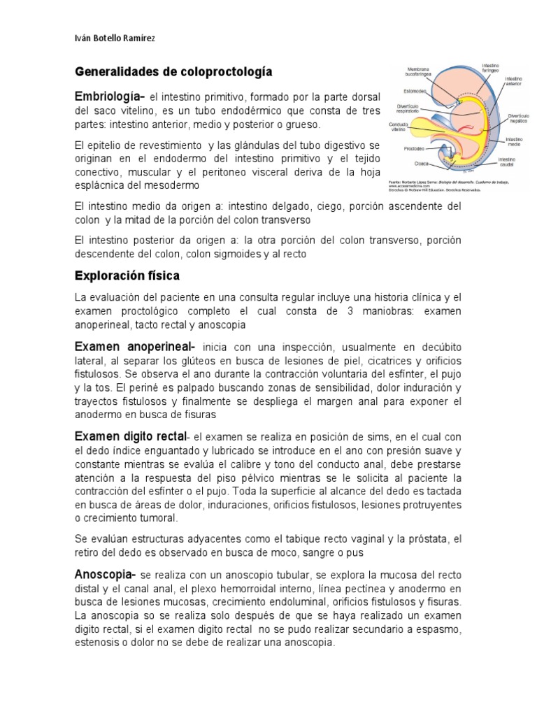 Generalidades de Coloproctología, Exploración Física, Anoscopia ...