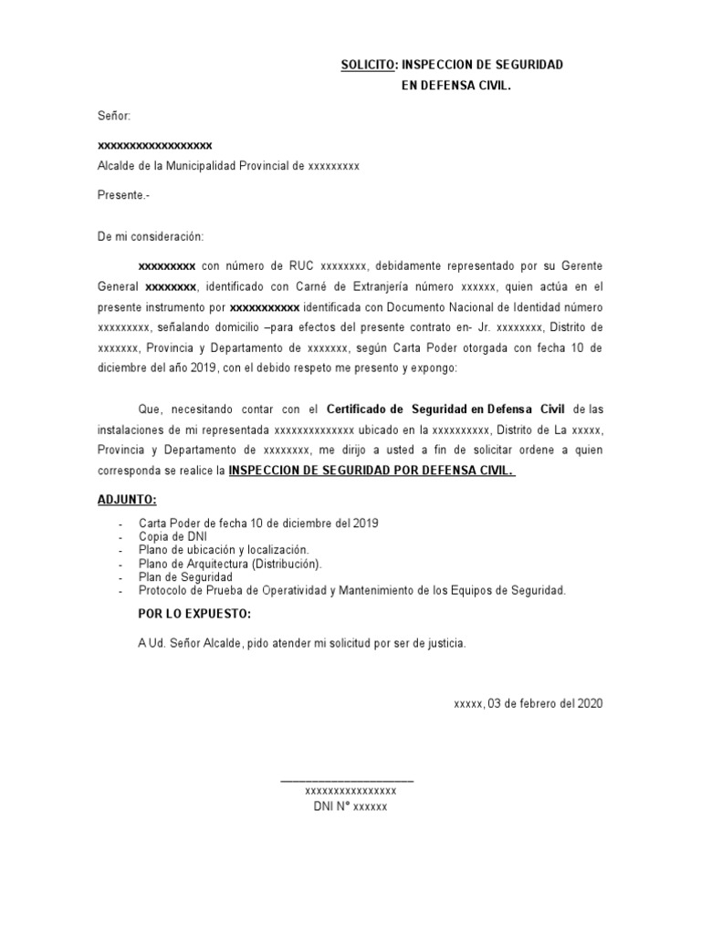 Solicitud de Inspeccion de Defensa Civil | PDF