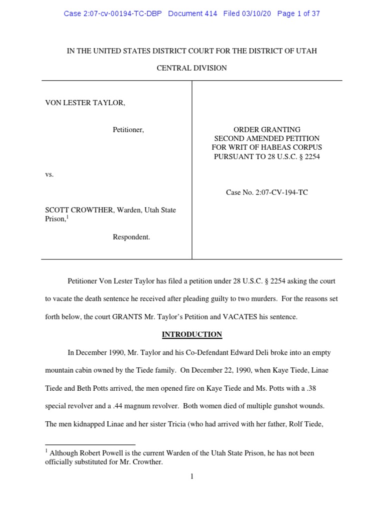 Von Lester Taylor Ruling | Download Free PDF | Actual Innocence | Plea