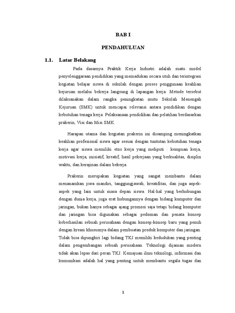 Contoh Laporan PKL Prodi TKJ | PDF
