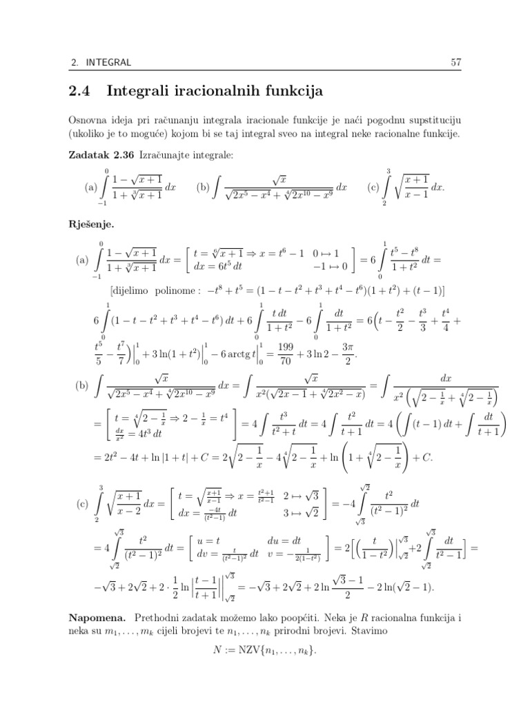 Integrali Iracionalni Funkcii | PDF