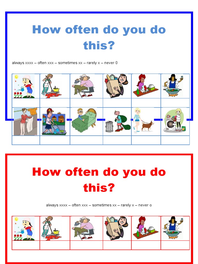 Adverbs Frequency How Often Household Chores Pairw Fun Activities Games ...