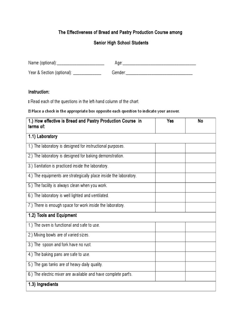 40 Questionnaire | PDF | Baking | Breads