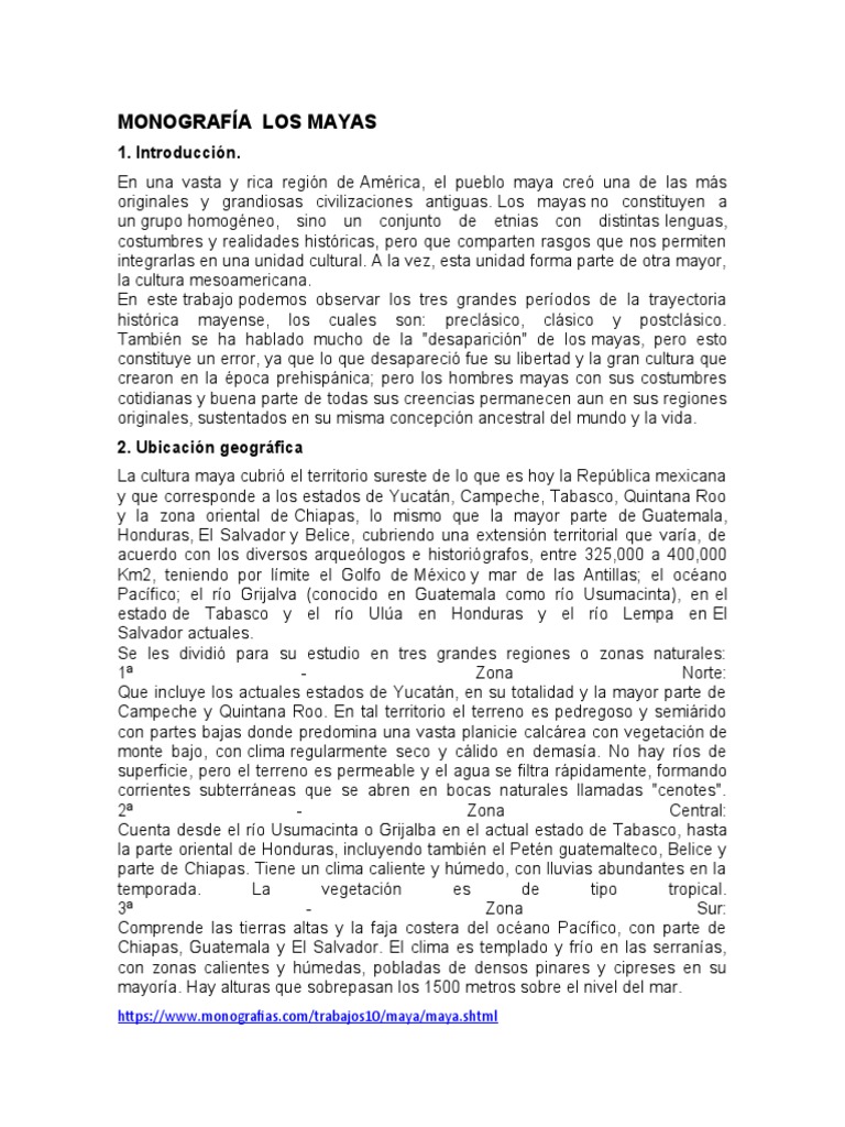 Monografía Los Mayas | PDF | Civilización maya | Mesoamérica