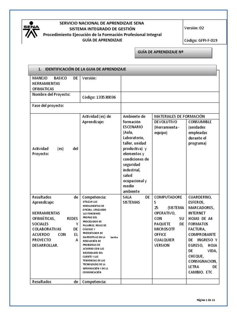 GFPI-F-019 - Formato - Guia - de - Aprendizaje Word Tablas y Tabulacion | PDF | Desarrollo ...