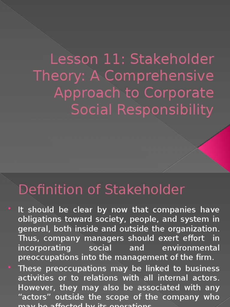 Stakeholder Theory in Business Ethics | PDF | Stakeholder (Corporate ...